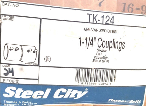 Steel City TK-124 EMT Set-Screw Couplings 1-1/4" Galvanized Steel (Box ...