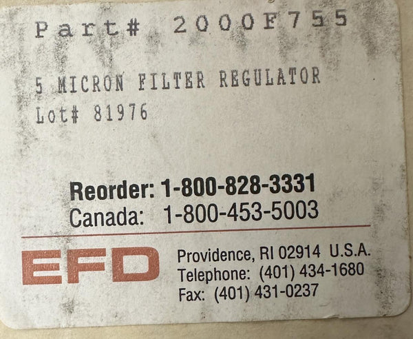 EFD 2000F755N Filter Regulator 5 Micron 125PSI 120°F 11 BAR 1/4" NPT ...