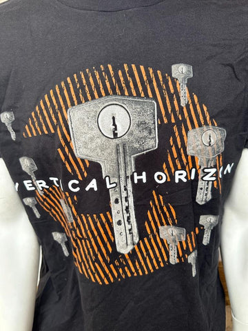 Canvas Men's Vertical Horizon Band Key Lock Black Short Sleeve Shirt S ...