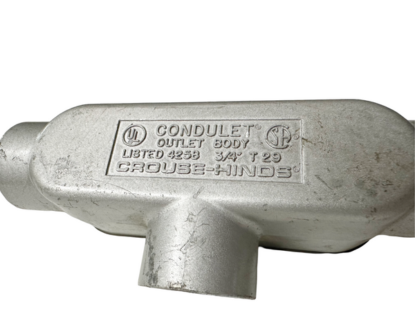 Lot of (2) Crouse-Hinds 4258 Condulet Outlet Body 3/4" T 29 T-Shape ...