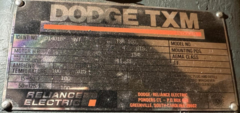 Dodge TXM Gear Speed Reducer TXM 100 11.33 Ratio 154 RPM AGMA Class 1 ...