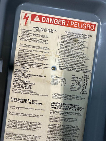 Square D H221N General Duty Fusible Safety Switch 30A 2 Pole 240VAC ...