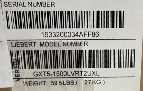 Vertiv Liebert GXT5-1500LVRT2UXL Online Rack Tower UPS 1500VA 120V