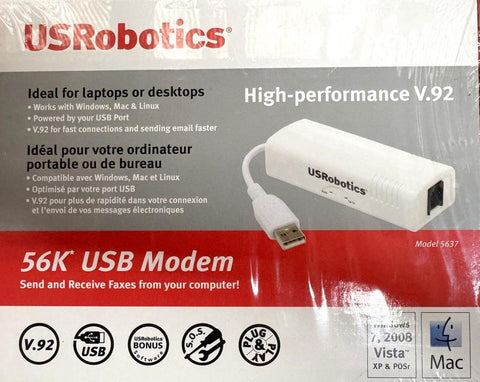 USRobotics 5637 USB Modem 56K High Performance V.92 | Surplus Select