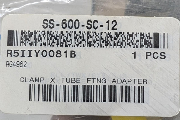 Swagelok SS-600-SC-12 Sanitary Fitting 3/8" Tube OD x 3/4" Kwik-Clamp