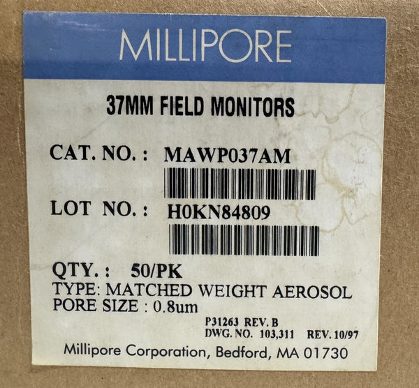 Lot of (50) Millipore MAWP037AM Aerosol Field Monitors 37mm 0.8 µm Pore ...