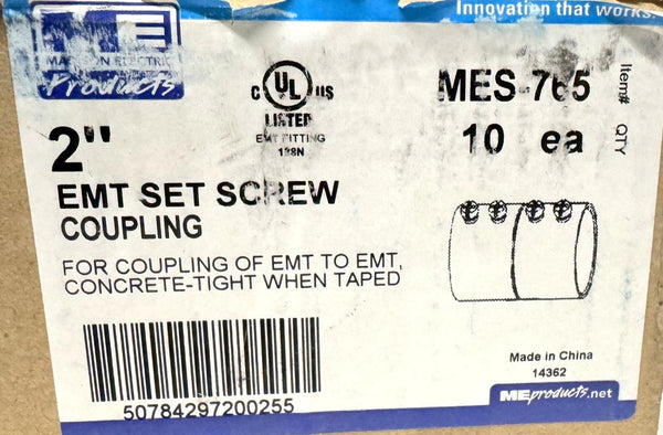 Lot of (6) Madison Electric MES-765 EMT Set-Screw Coupling 2"