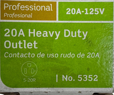 Leviton 5352 Heavy Duty Outlet 20A 125V Professional 5-20R