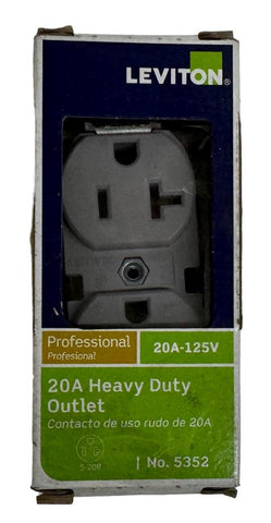 Leviton 5352 Heavy Duty Outlet 20A 125V Professional 5-20R