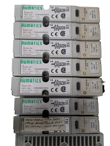 Numatics 122BA400K000030 7 Solenoid Valve Manifold Assembly 1/4" 120VA