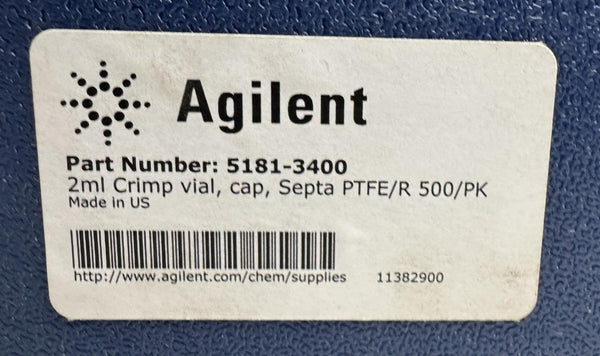 Agilent 5181-3400 Vial Convenience Kit 2 mL Crimp Top Vials & Caps 500 ...