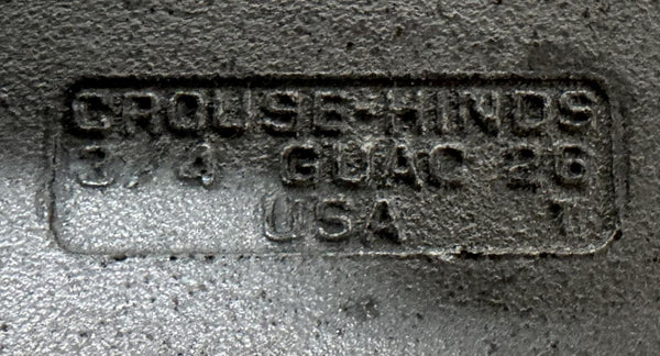Crouse Hinds Guac-26 Conduit Outlet Box 3/4" 13.5 CU.IN.