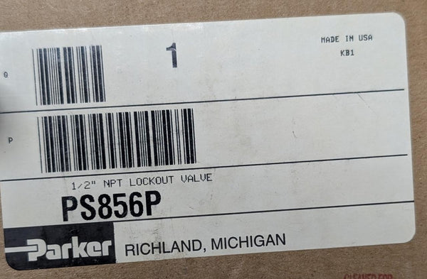 Parker PS856P Pneumatic Lockout Valve 1/2" NPT 150 PSI 1700 KPA