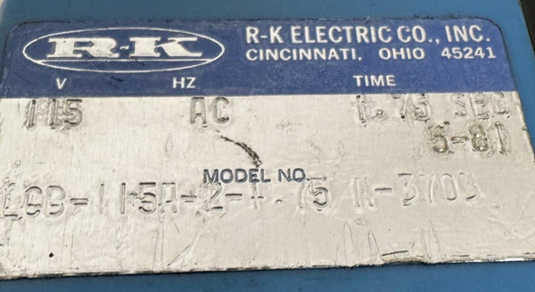 R-K Electric LCB-115A-2-1.75 Time Delay Relay 115V 11-3703