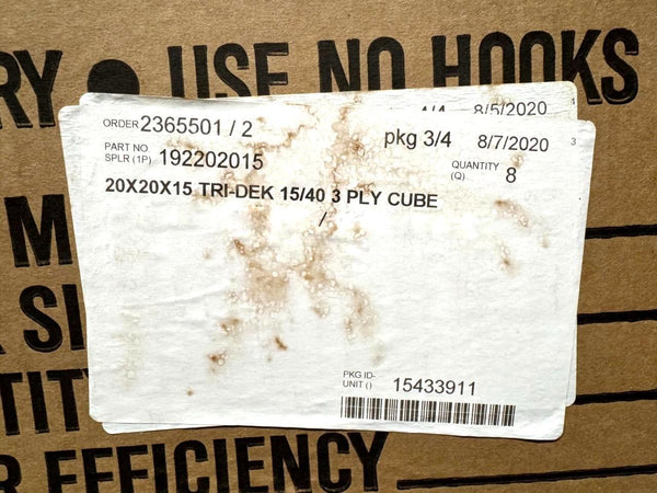 TRI-DIM 192202015 HVAC Cube Filter 20" X 20" X 15" Tri-Dek 15/40 3 Ply ...