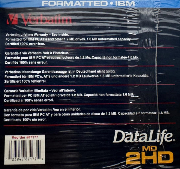 Verbatim MD2HD Diskettes 5-1/4" High Density Double-Sided 10-Pack