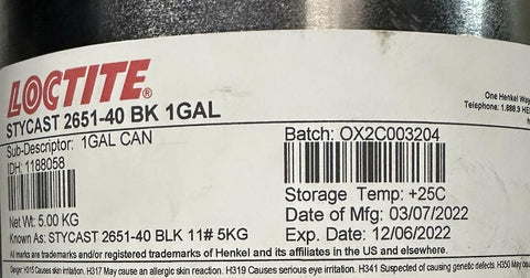 Henkel Loctite Stycast 2651-40 Epoxy Encapsulant Black Low Viscosity 1