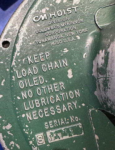 Columbus McKinnon CM 1/2 Ton Manual Chain Fall Hoist Lift