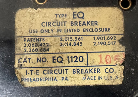 ITE EQ 1120 Circuit Breaker 1-Pole 20A