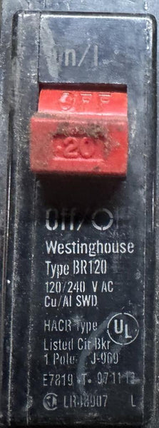 Westinghouse BR120 Circuit Breaker 1-Pole 120/240 VAC 20A