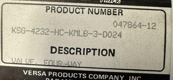 Versa KSG-4232-HC-KMLB-3-D024 Pneumatic Solenoid-Pilot Directional Val