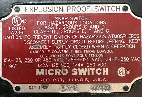 Honeywell Micro Switch EX-Q Explosion‑Proof Limit Switch 15 A SPDT