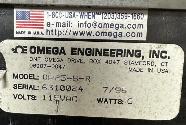 Omega DP25-S-R Digital Panel Meter 4-Digit LED 115 VAC 6 Watts