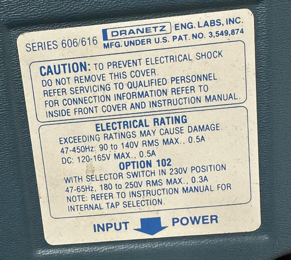Dranetz Series 606 Power Line Disturbance Analyzer 90-250V RMS Input