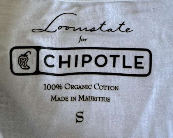 Loomstate Men's Chipotle Mexican Grill Logo Graphic White Shirt Size S