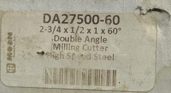 Moon Cutter DA27500‑60 Double Angle Milling Cutter 2-3/4" x 1/2" x 1"