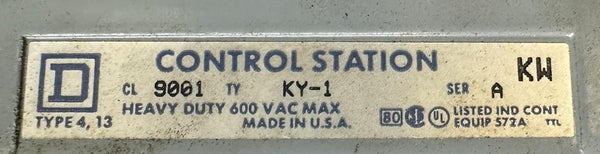 Square D 9001KY1 Enclosure Control Station Series A 9001 KY-1 With Pus