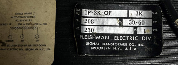 Signal Transformer 1P-3K-OF Transformer 3 KVA 208V to 230V 50/60Hz Sin