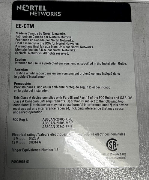 Nortel NT5B18AAAD BCM CTM4 4-Port Caller ID Trunk Interface