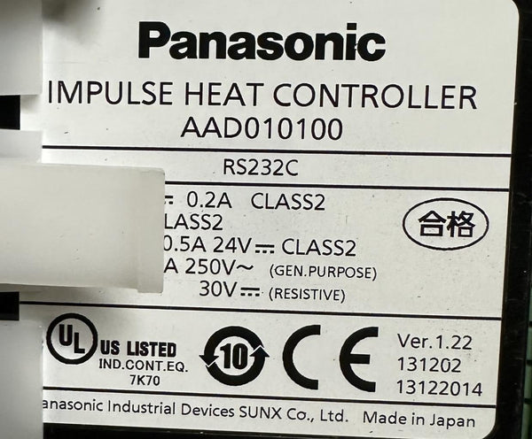 Panasonic AAD010100 Impulse Heat Controller 24VDC Panel Mount