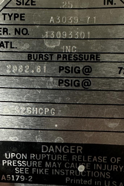 Parr Instrument 452HC3 Stirred Pressure Vessel 600 ml W/ Fike A3039-71