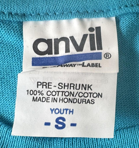 Anvil Youth Love Soccer Graphic Teal Short Sleeve Shirt Size Small