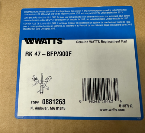 Watts RK 47-BFP/900F Reduced Pressure Zone Assembly Backflow Repair Ki