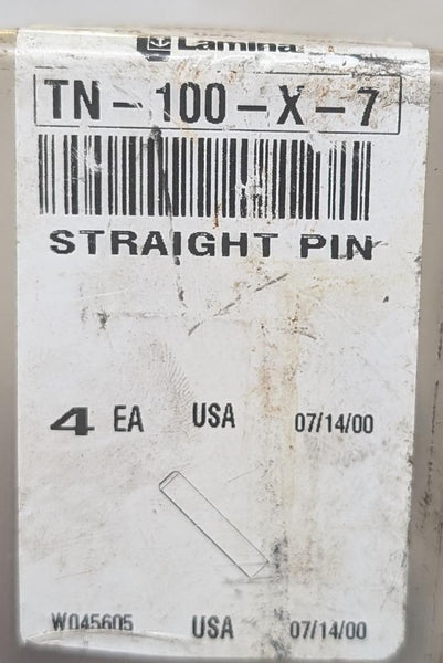 Lot of (4) Lamina TN-100-X-7 Hardened Steel Straight Pin 1" X 7"