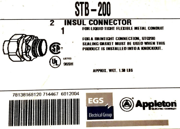 Appleton STB-200 Insul Connector 2" 969H