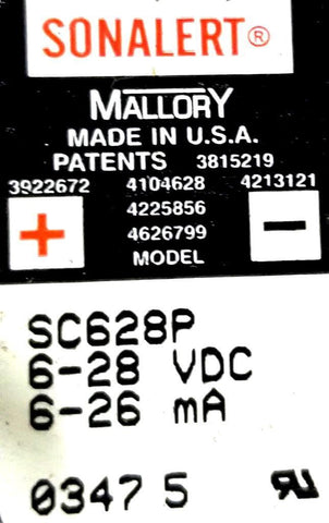 Mallory Sonalert SC628P Signaling Device Alarm 6-28VDC 6-26mA