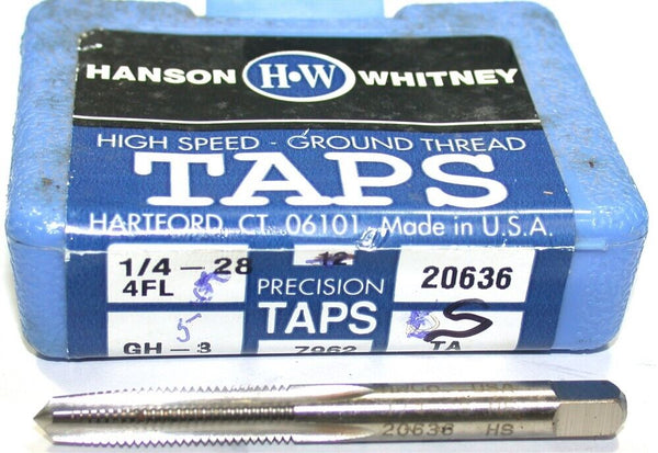 Lot of 5 New Hanson 20636 1/4-28 GH-3 4 Flute Plug Taps | Surplus Select