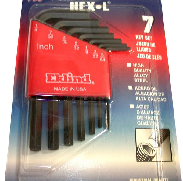 Eklind 10107 Standard SAE 7 piece Short Arm Hex L Key Allen Wrench Set