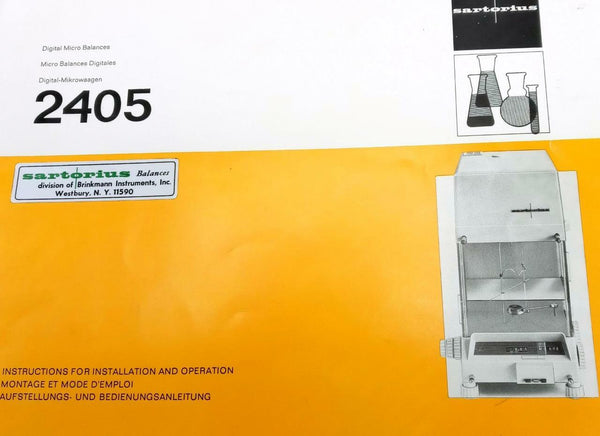Sartorius Model 2405 Digital Micro Balance Operation & Instruction Man