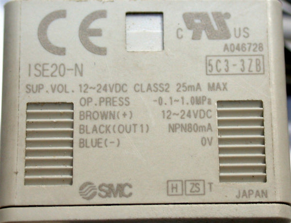SMC ISE20-N 12 - 24VDC Digital Pressure Switch W/ cable and bracket