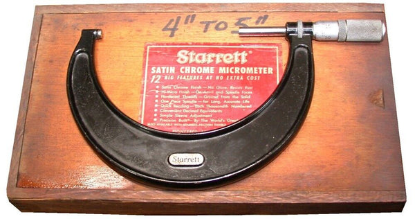 Starrett .001" Micrometers Mics 4 To 5" w/ Friction Thimble 436F Case