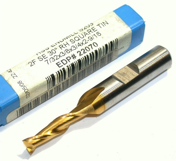 Niagara 22070 7/32" diameter 2 Flute TiN Coated Single End HSS End Mil