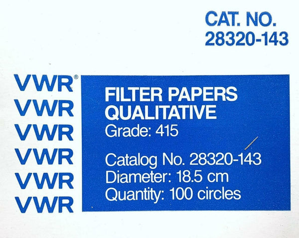VWR 415 28320-143 Qualitative Filter Paper 18.5 CM 100 Circles ...