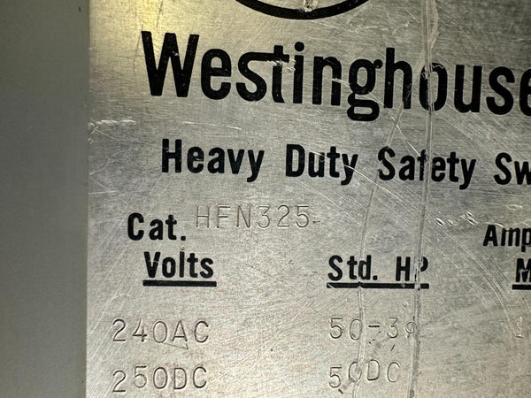 Westinghouse HFN325 Heavy Duty Fusible Safety Switch 400A 240 VAC 3P ...