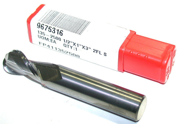 HTC 135-2500 1/2" Diameter 2 Flute Solid Carbide Ball End Mill