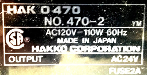 HAKKO 470 Desoldering Tool Station 470-2 W/ Hakko 802 Solder Gun 24V 5 – Surplus Select